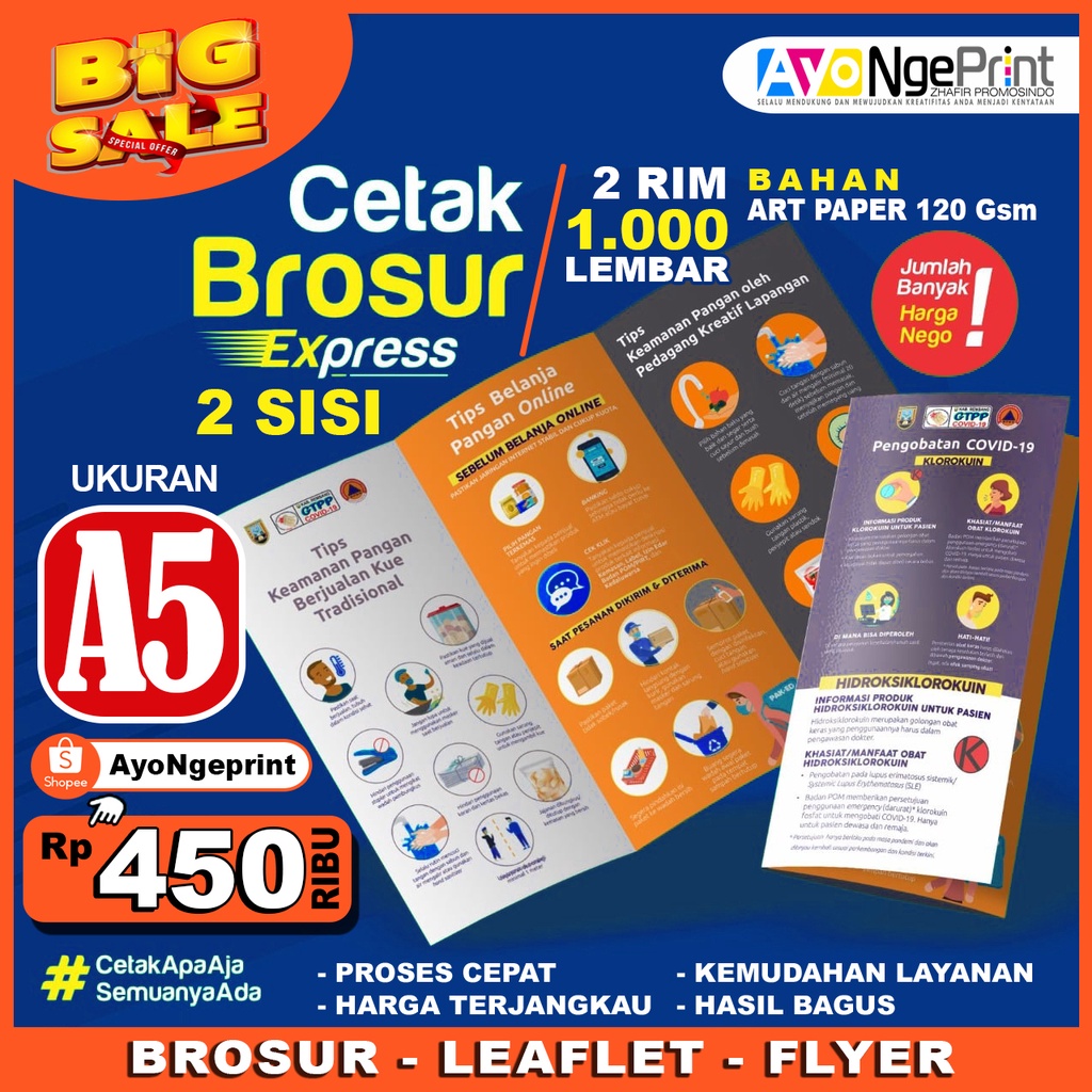 Jual Cetak Brosur Flyer Leaflet A5 (14.8x21 CM) Murah | Print 2 Sisi 1000 Lembar (2 RIM ...