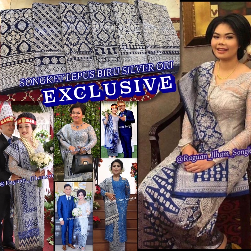Jual Songket Lepus Exclusive warna Biru Silver /songket tenun asli palembang /ilham songket ...