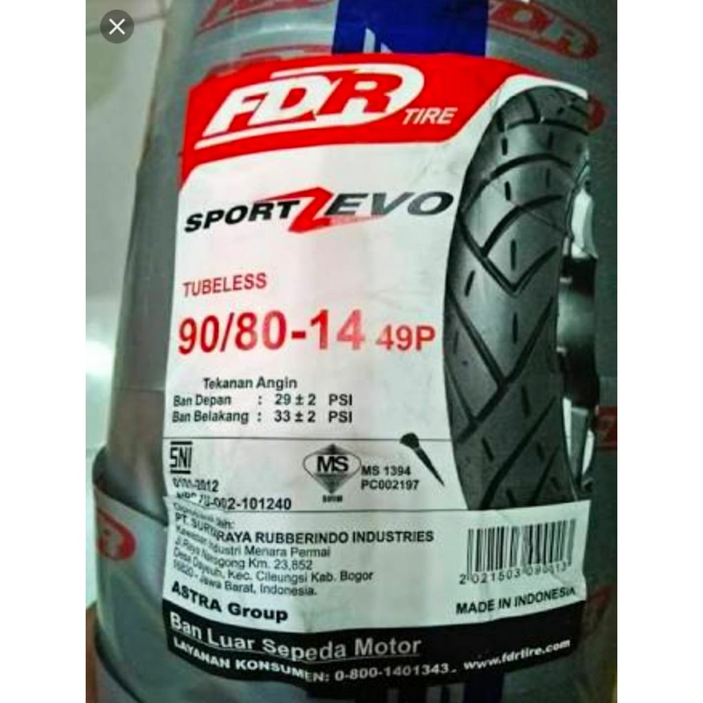 Jual Ban Luar FDR Tubless Sport Zevo 90 80 Ring 14 Ban Motor Honda Beat Vario Yamaha Mio ...