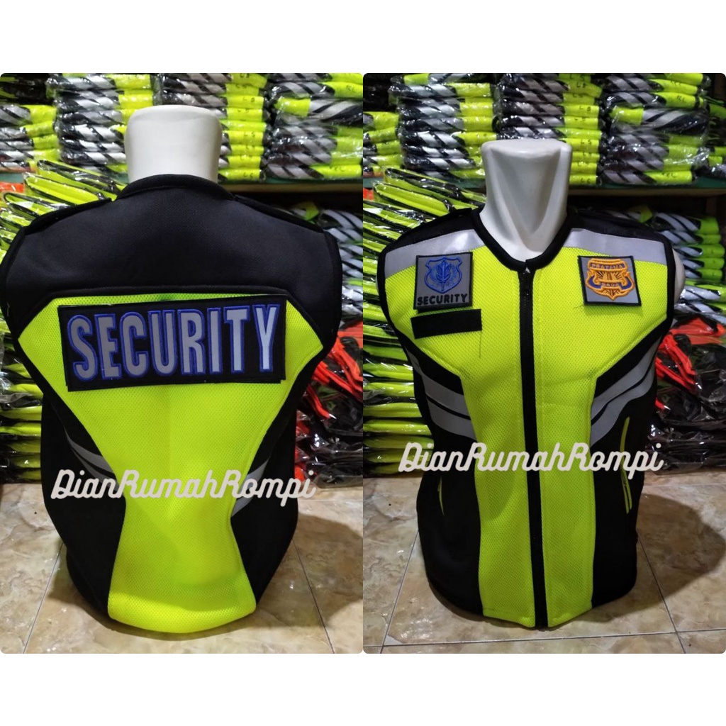 Jual Rompi Security Terbaru Bahan Doble Mesh Warna Hitam hijau Stabilo ...