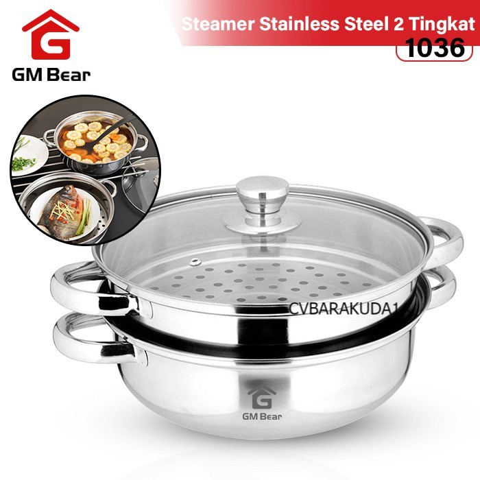 Jual Panci Kukusan Besar GM BEAR Panci Steamer Stainless 2 Tingkat 1036 ...