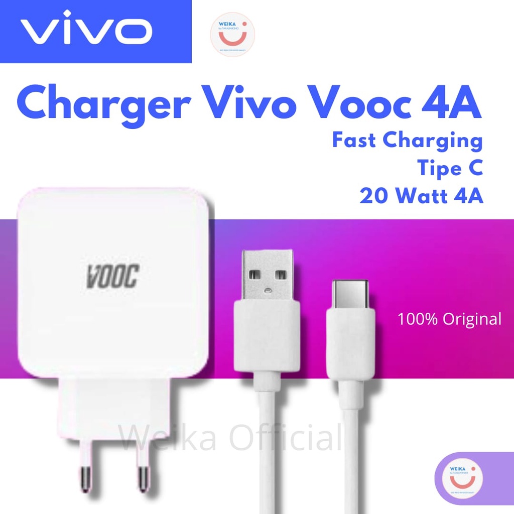 Jual Charger VOOC Fast Charging Vivo Type C 20 Watt Qualcomm 3.0 Cas ...