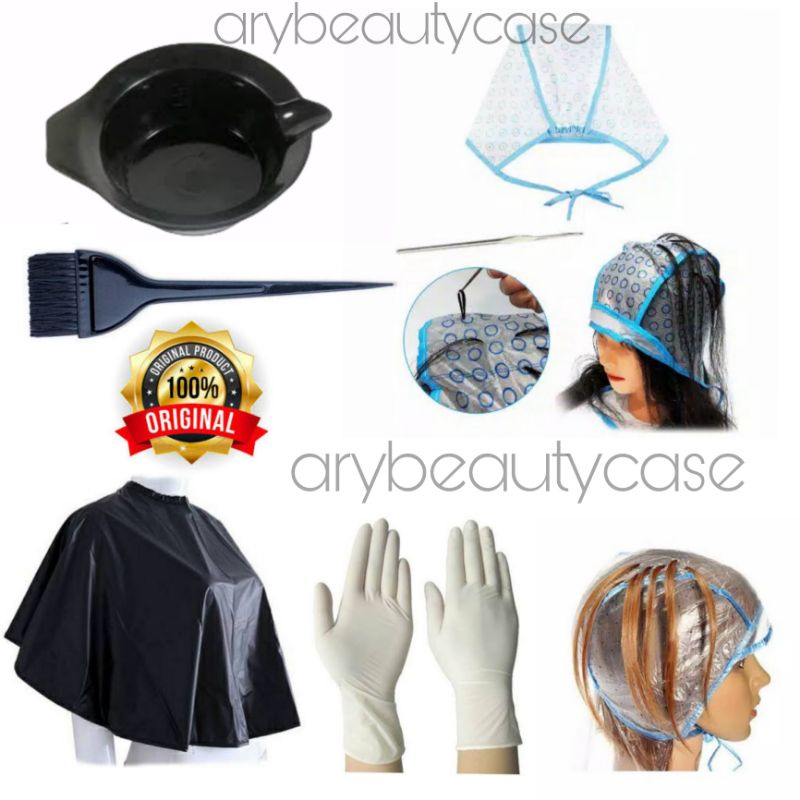Jual alat cat rambut semir bleaching topi highlight magicap hilet kuas ...