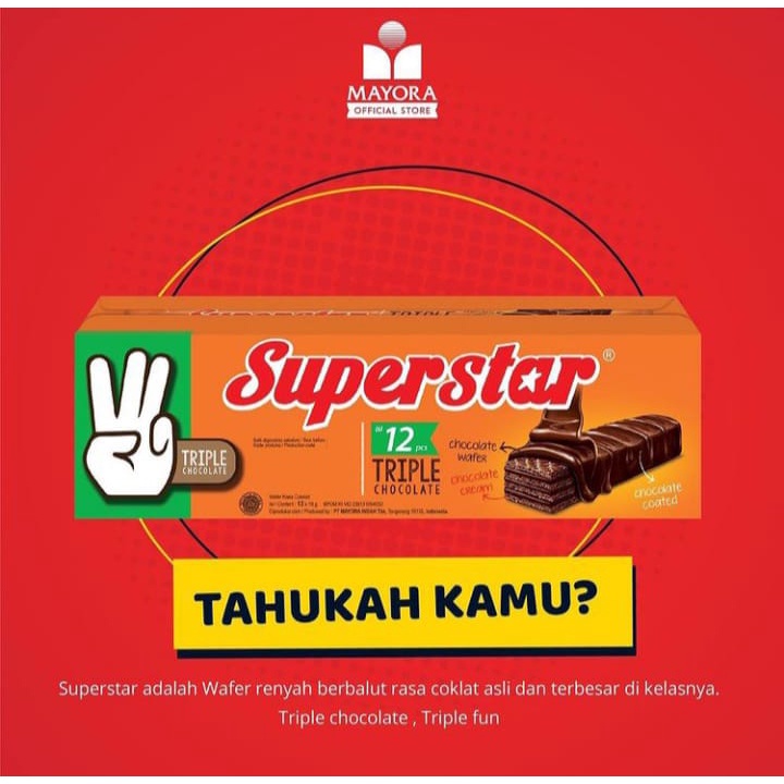 Jual SUPERSTAR WAFER TRIPLE CHOCOLATE SNACK MAKANAN RINGAN BISKUIT KRIM ...