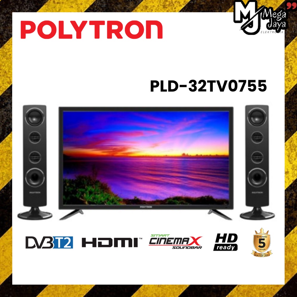 Jual TV LED POLYTRON 32INCH PLD-32TV0755 + SPEAKER TOWER / DIGITAL TV / HD READY / GARANSI RESMI ...