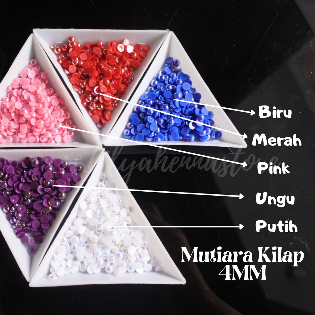 Jual MUTIARA HENNA KILAP HALF PEARL MUTIARA BELAH HENNA KEMASAN KLIP ...