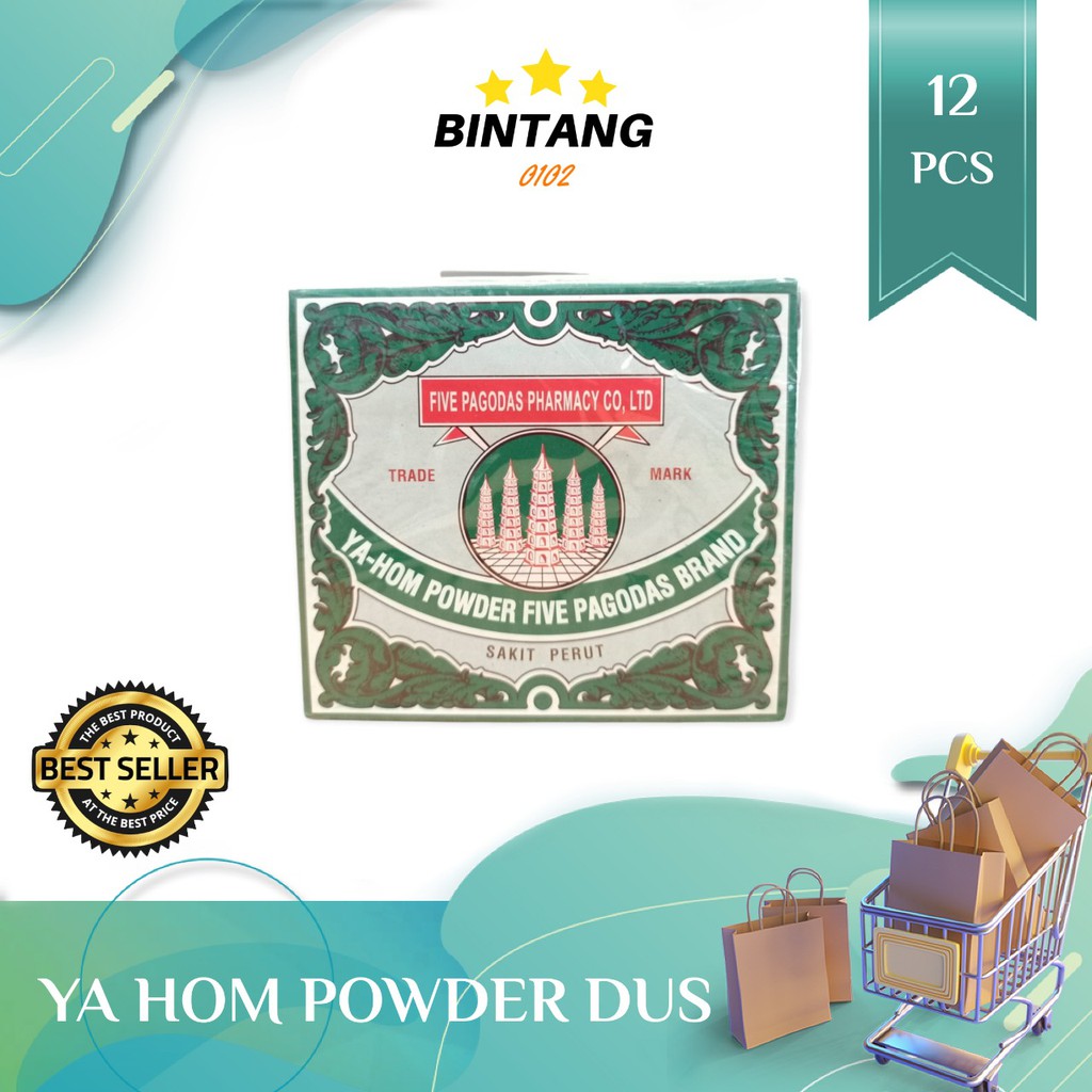 Jual Puyer Ya hom powder five pagodas brand-obat sakit perut cap lima ...
