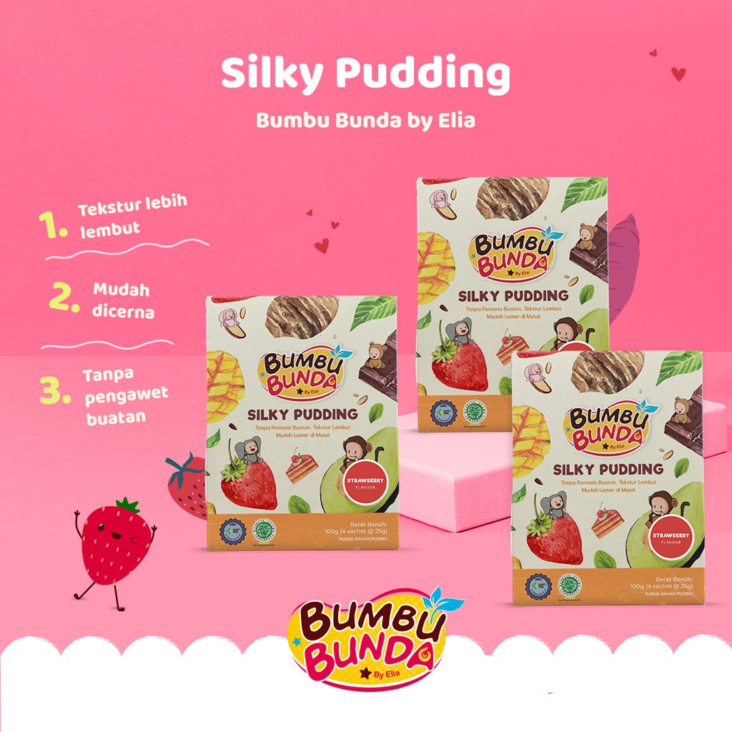 Jual Silky Pudding Bumbu Bunda RASA STRAWBERRY / Snack MPASI / Silky ...