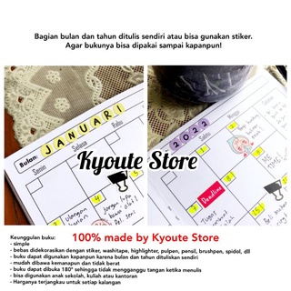 Jual Buku Monthly Planner Simple A5 Versi 2 & 1 Kyoute Catatan Agenda ...