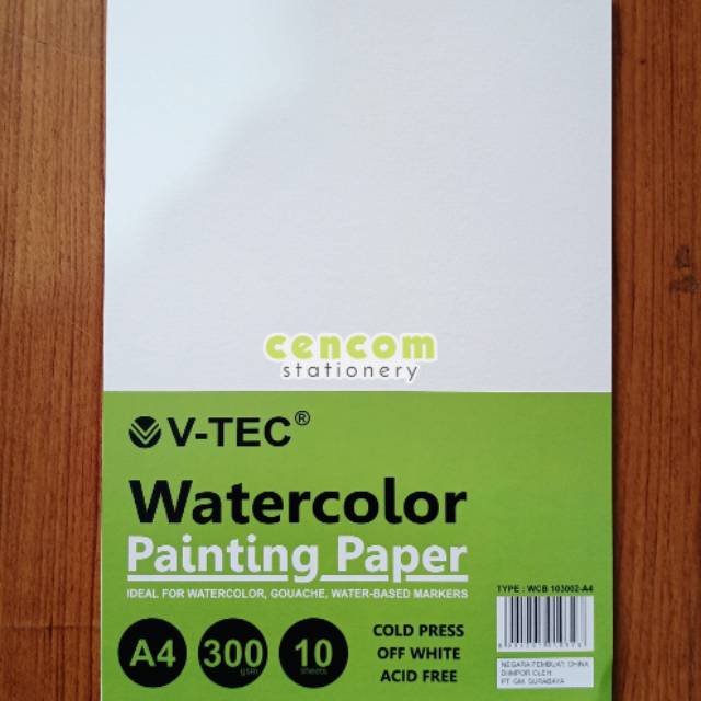 Jual V-TEC Watercolor Paper A4 300 gsm Cold Pressed - Lembaran | Shopee ...