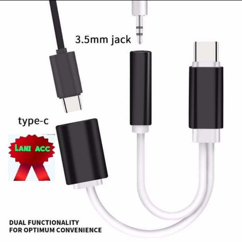 Jual Kabel charger Cas'an Tipe C & sambungan jack 3.5mm 2 in 1 | Shopee ...