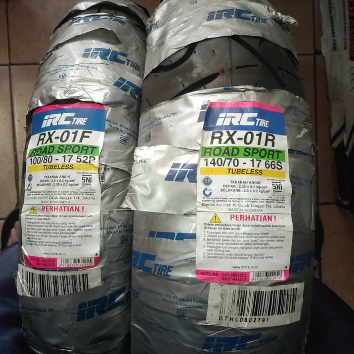 Jual Paket Ban IRC Tubeless 100/80-17 Dan 140/70-17 RX01 RX 01 (2pcs) (FREE PENTIL) | Shopee ...