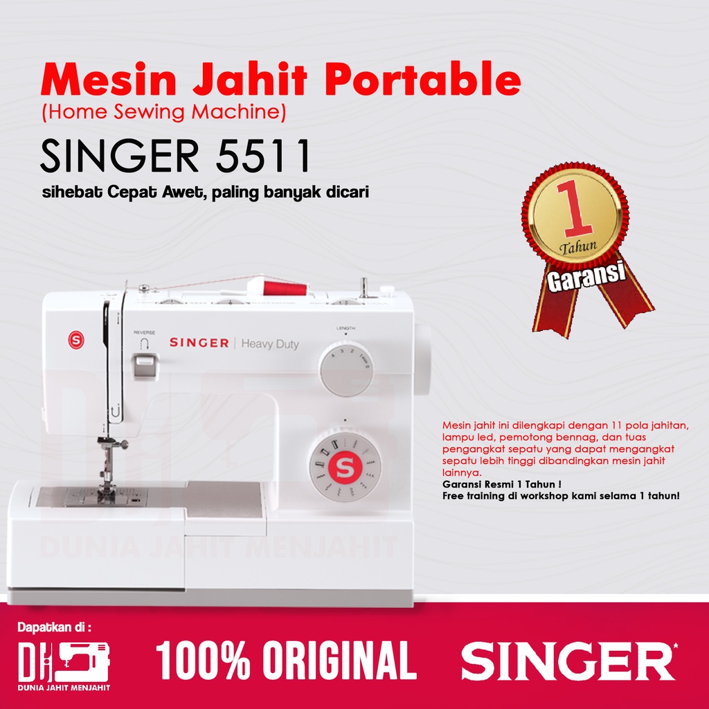 Jual Mesin Jahit SINGER 5511 HEAVY DUTY SCHOLASTIC Portable Multifungsi ...