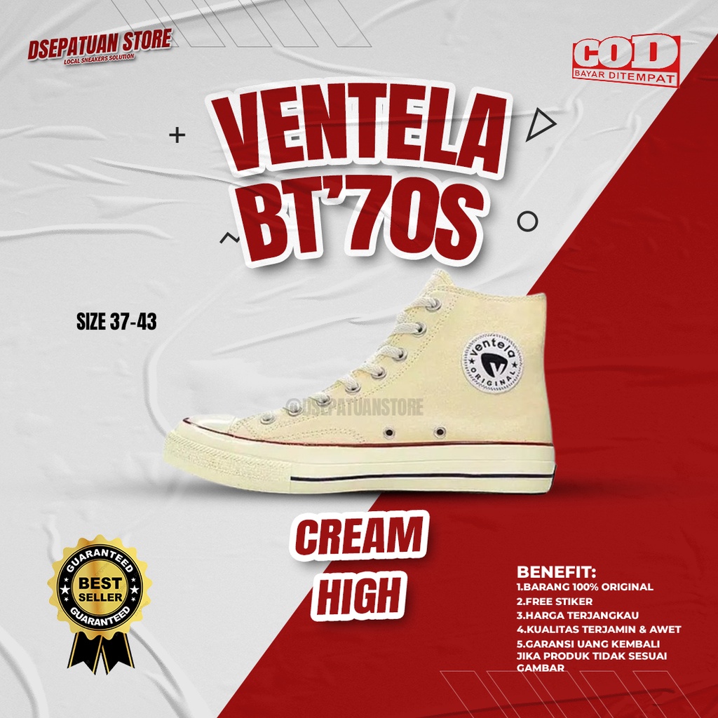 Jual Sepatu Ventela Bts High Cream Sneakers Pria Wanita Lokal Original ...