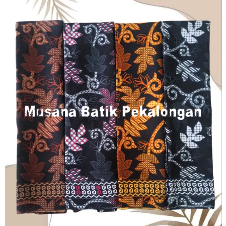 Jual kain batik printing motif daun bahan seragam batik tumpal batik ...