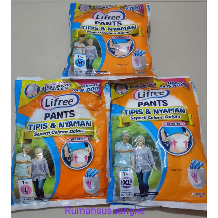 Jual PROMO!! LiFree Popok Celana Dewasa size M,L,XL,XXL per 1 Sachet | Shopee Indonesia