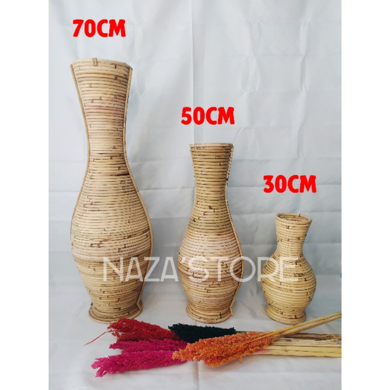 Jual VAS GUCI POT BUNGA ROTAN SUDAH VERNIS MENGKILAP TINGGI 30-70CM ...