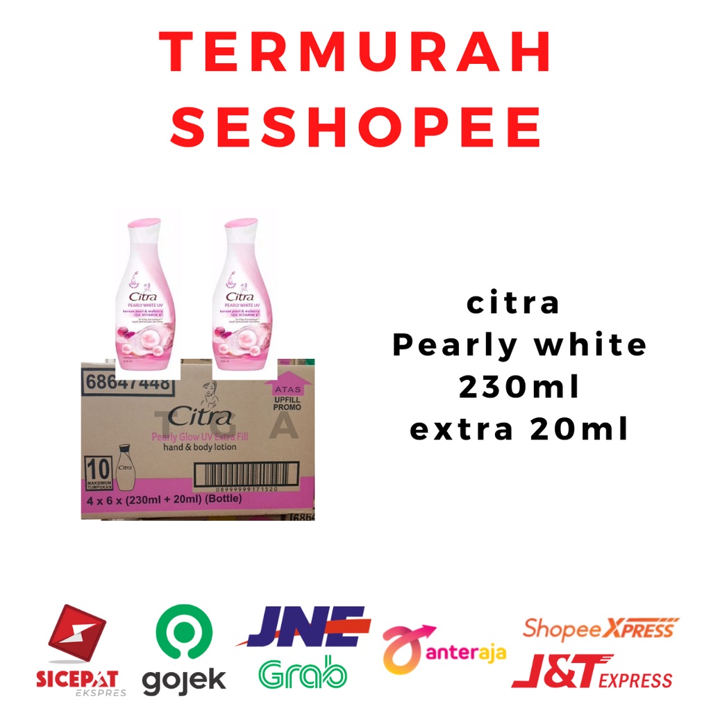 Jual citra hand body lotion 230ml extra 20ml perly white isi 24 pcs | Shopee Indonesia