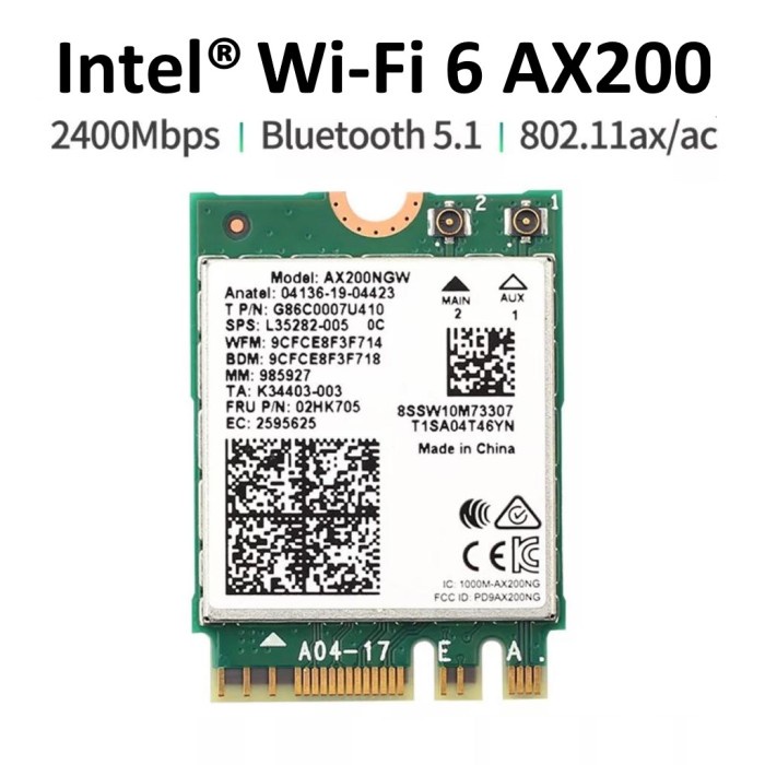 Jual Intel WiFi 6 AX200 Wireless Card Bluetooth 5 AX M.2 NGFF AX200NGW ...
