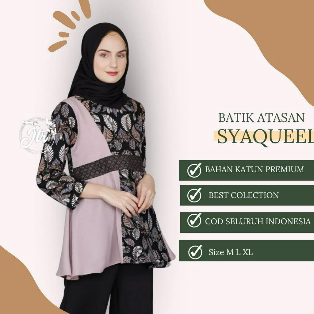 Jual baju blouse batik wanita terbaru lengan panjang kombinasi modern ...