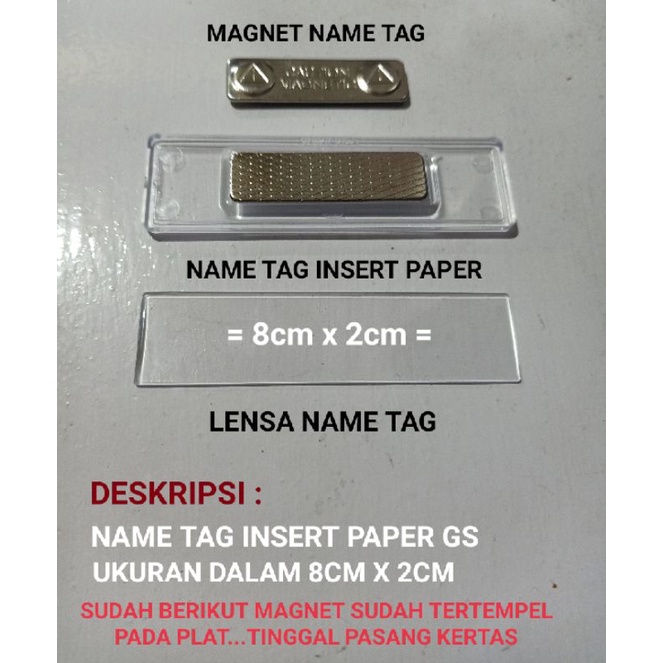 Jual NAME TAG INSERT PAPER MAGNET / Papan Nama Dada Insert Paper Magnet ...