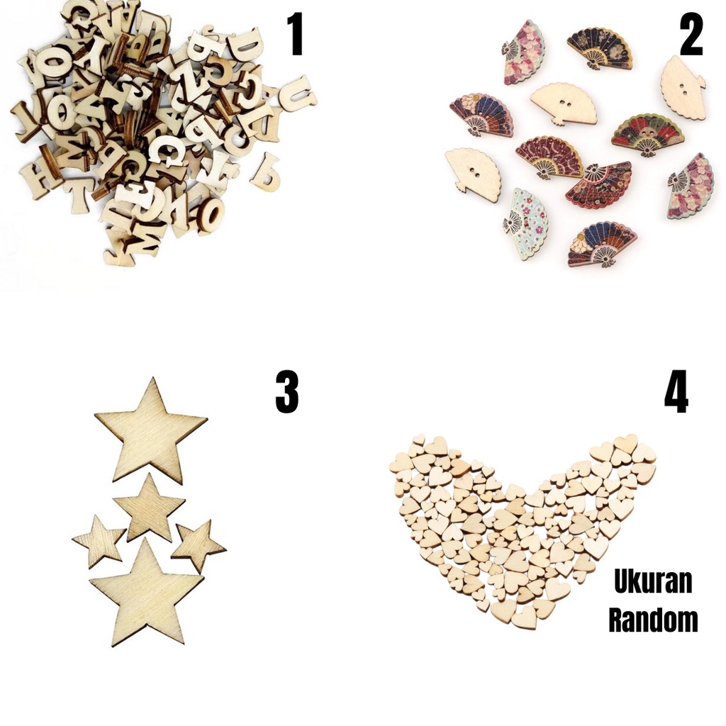 Jual ANEKA - [5PCS] Kancing Kayu Tempel / Wooden Button Seri Tempel ...