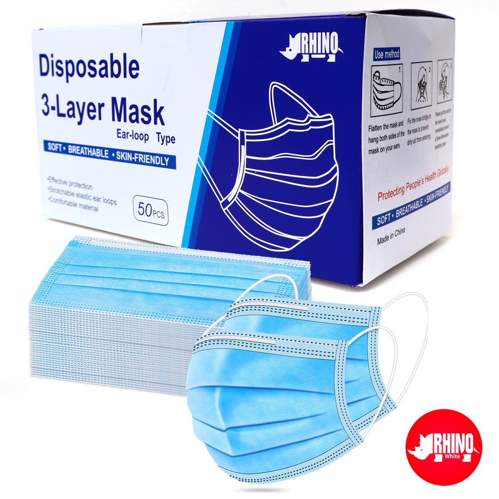Jual 1 BOX Disposable Protective Mask earloop Masker 3ply isi 50 pcs ...