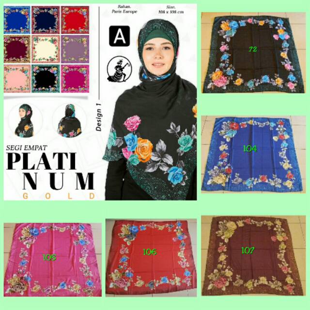 Jual Jilbab Segiempat Platinum Turki Motif Bunga Desain 1 by umama ...