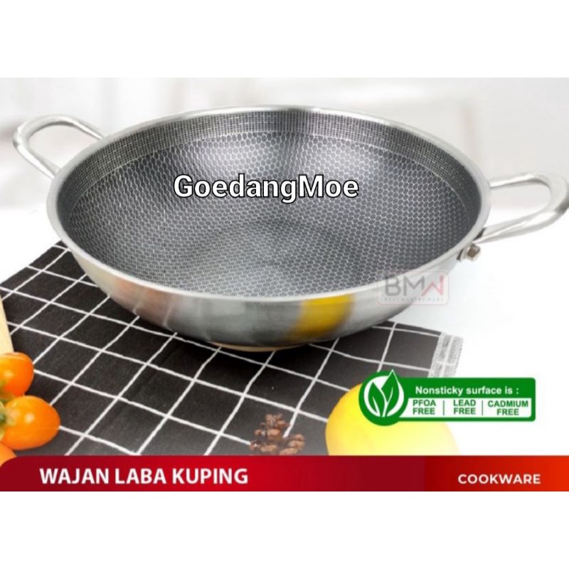 Jual Wajan Wok pan masak kuali penggorengan anti lengket 32cm 34cm 36cm ...