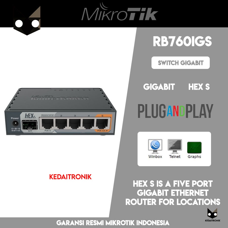 Jual Mikrotik RB760iGS Router Hex S RouterBOARD Indoor Ethernet Gigabit ...