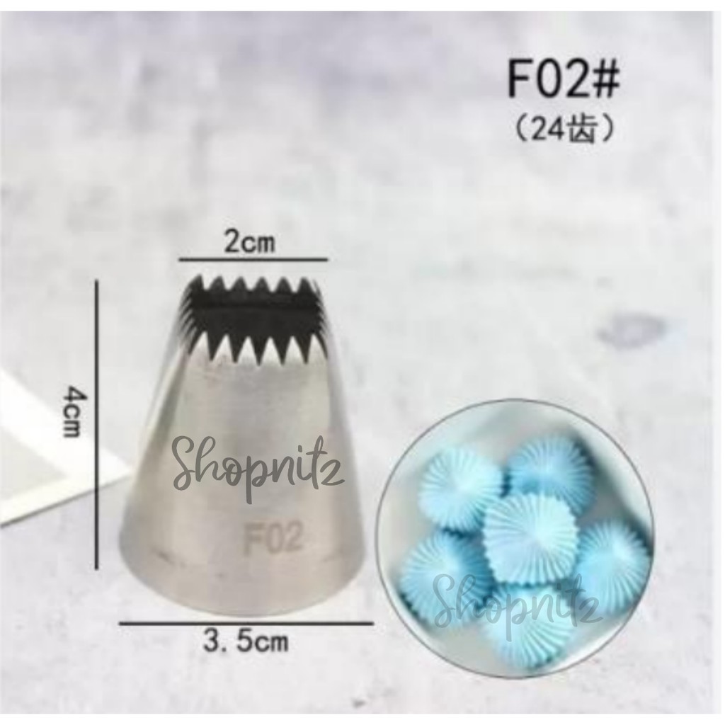 Jual SPUIT #F02 NOZZLE PIPING CETAKAN DEKORASI CAKE KUE TIPS PASTRY ...