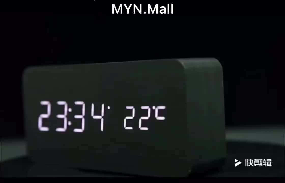 Jual Jam Meja Kayu Digital Led /Jam Estetik + SUHU /Digital Wood Smart ...