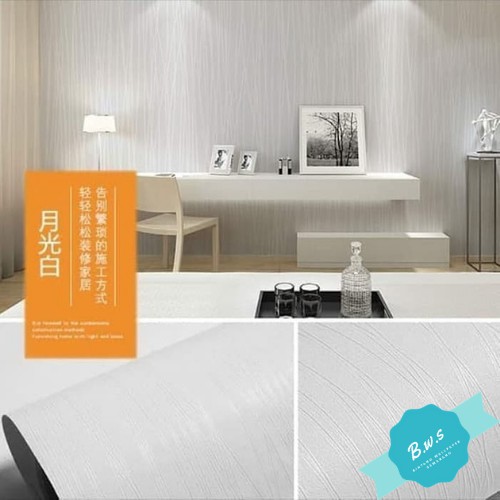 Jual Wallpaper Sticker Dinding Polos Putih 3D Tekstur Salur //10m x ...