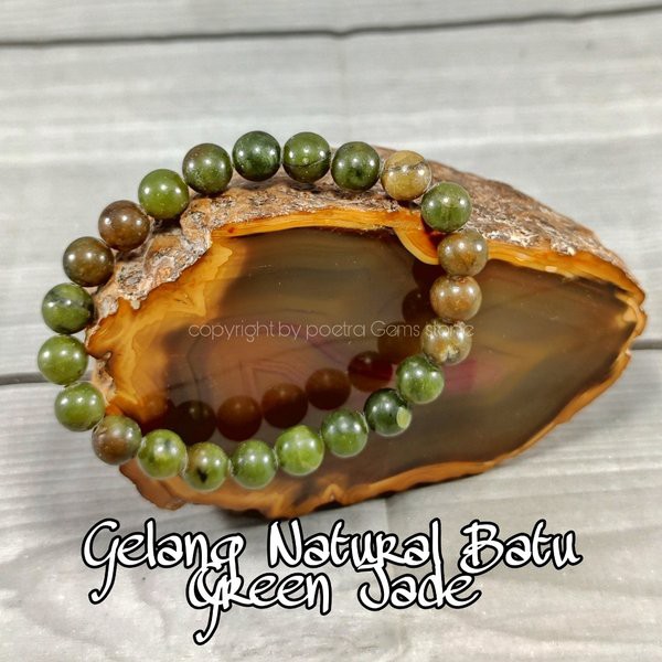 Jual Gelang Kesehatan Batu Alam Natural Green Jade Termurah | Shopee ...