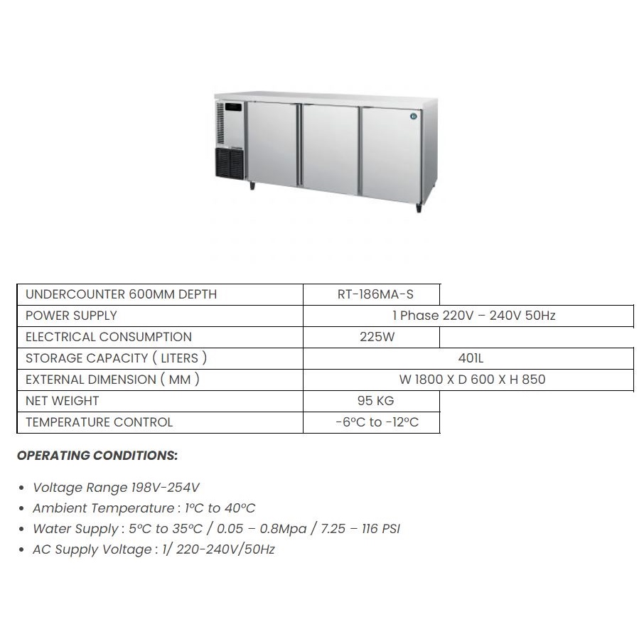 Jual HOSHIZAKI RT-186MA-S Stainless Steel Undercounter Chiller 3 Tiga ...