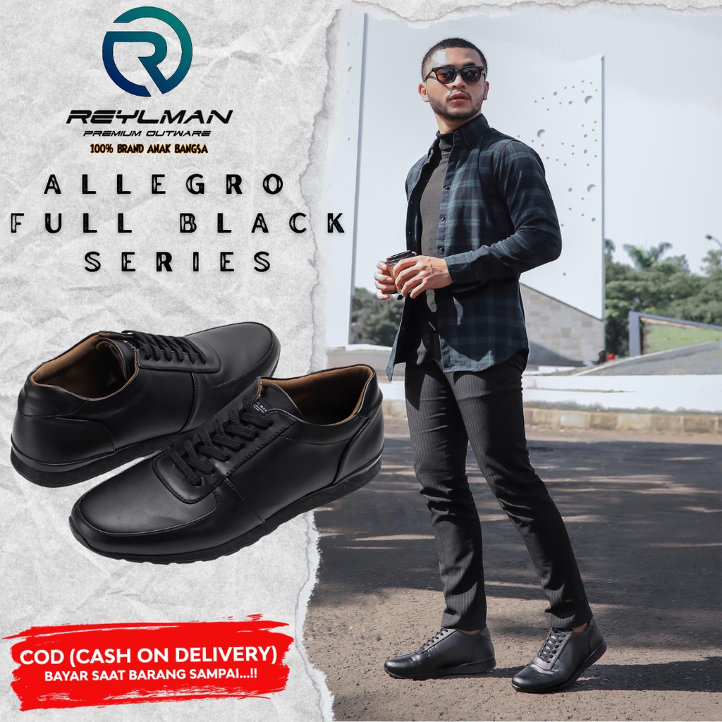 Jual Sepatu Sneakers Pria Casual REYLMAN Allegro Full Black Series ...