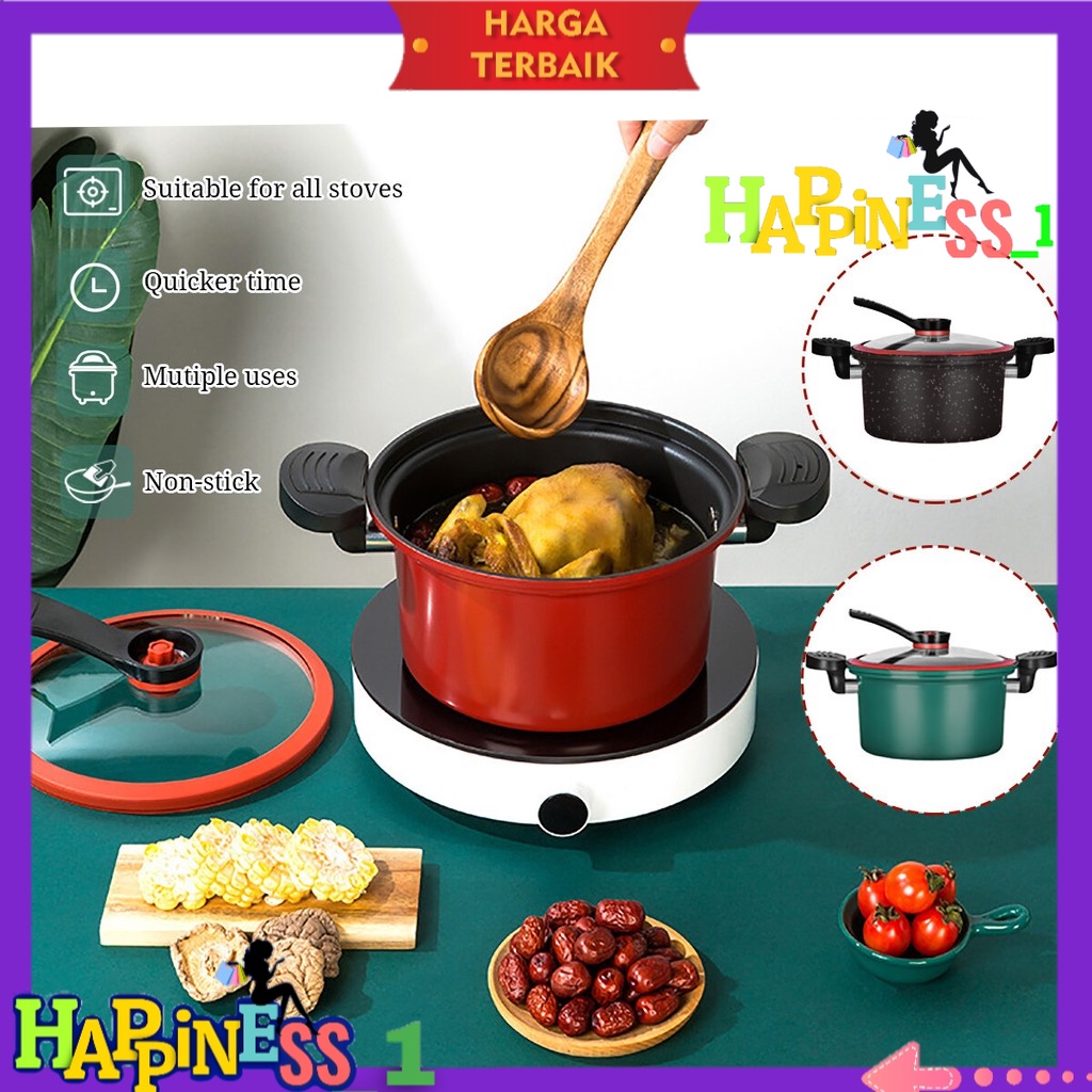 Jual Panci Presto Teflon Totipotent Micro Pressure Cooker Pot 3.5L Anti Lengket HAPPINESS_1 ...