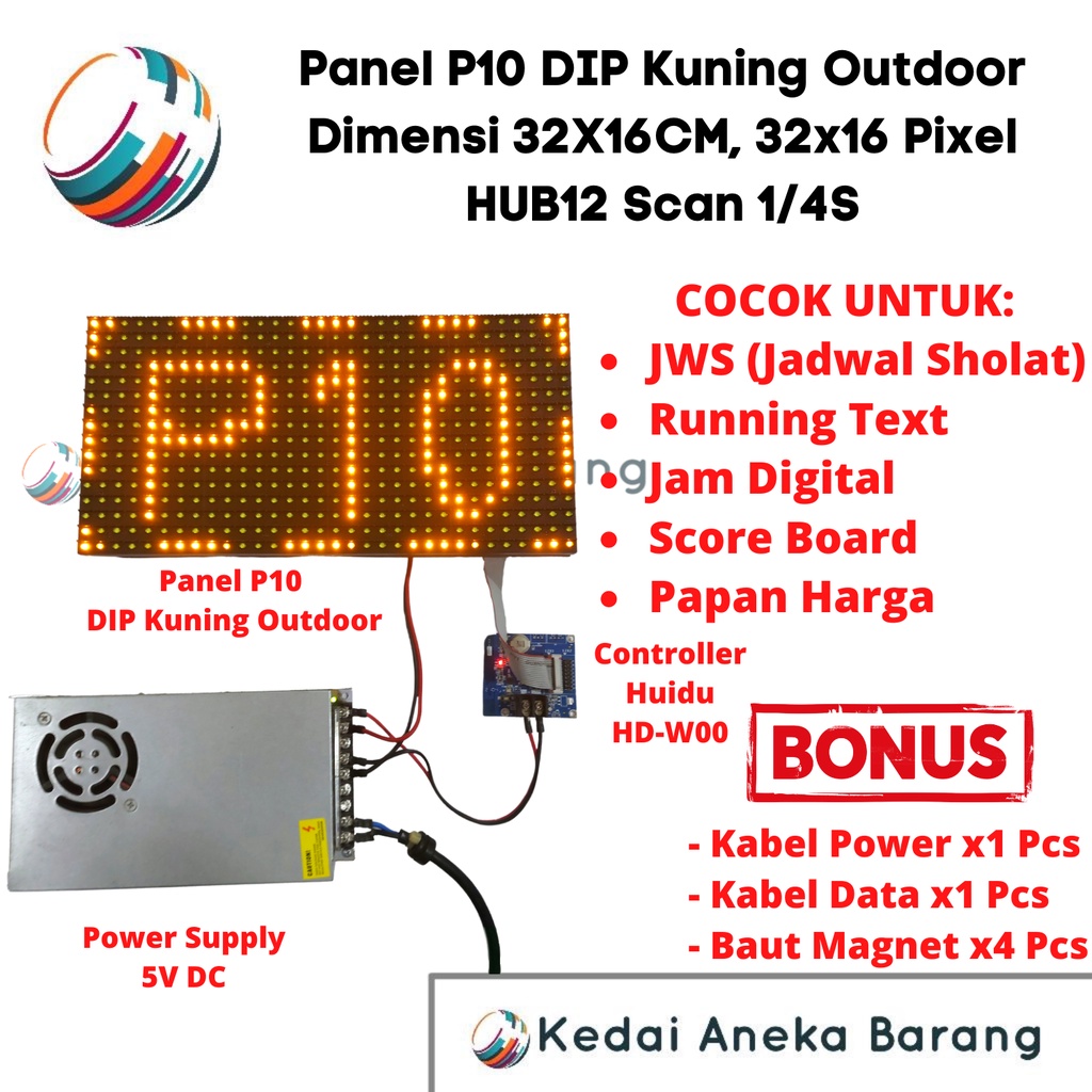 Jual Panel Module Modul LED P10 Running Text DIP Kuning Yellow Outdoor ...