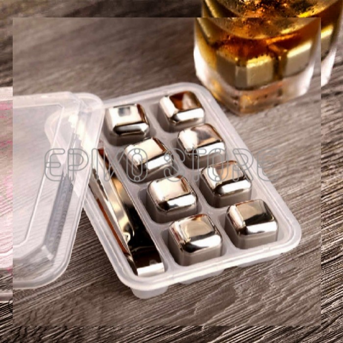 Jual Es Batu Stainless Steel Reusable Ice Cube 4/6/8 PCS - W00043 ...