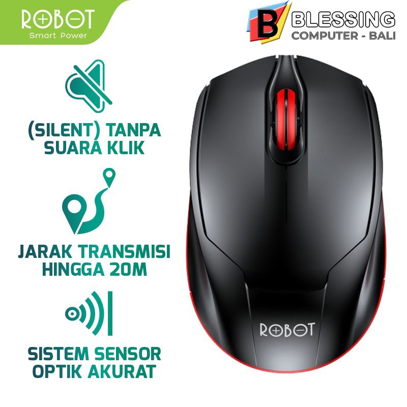 Jual Mouse Wireless ROBOT M310 2.4GHz - Black | Shopee Indonesia