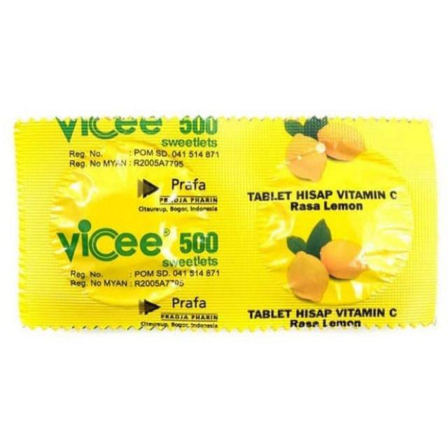 Jual Vicee vitamin C 500 mg kemasan strip isi 2 tablet hisap jeruk ...