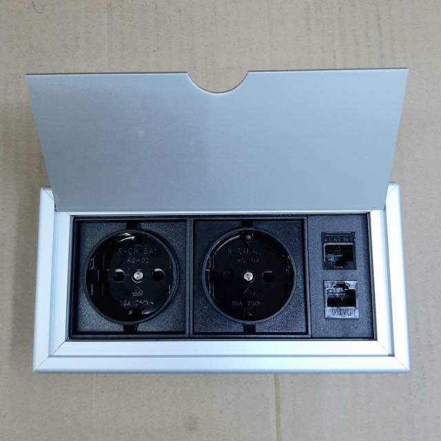 Jual Stop kontak meja 2 lan cat6 2 stop kontak power 16A | Shopee Indonesia
