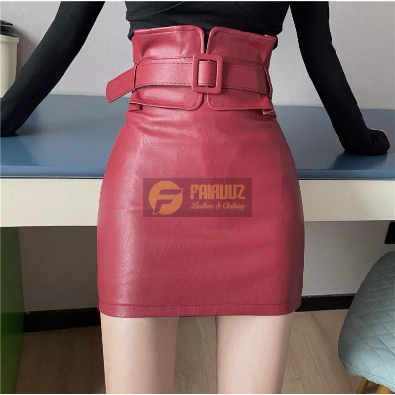 Jual Rok Kulit Rok Mini Kulit Semi Rok Pendek Sepaha Mini Leather Skirt ...