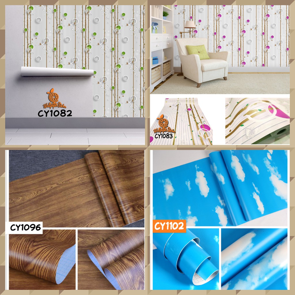 Jual Wallpaper Dinding Motif Bambu Polkadot Garis Batik Karakter Wall ...