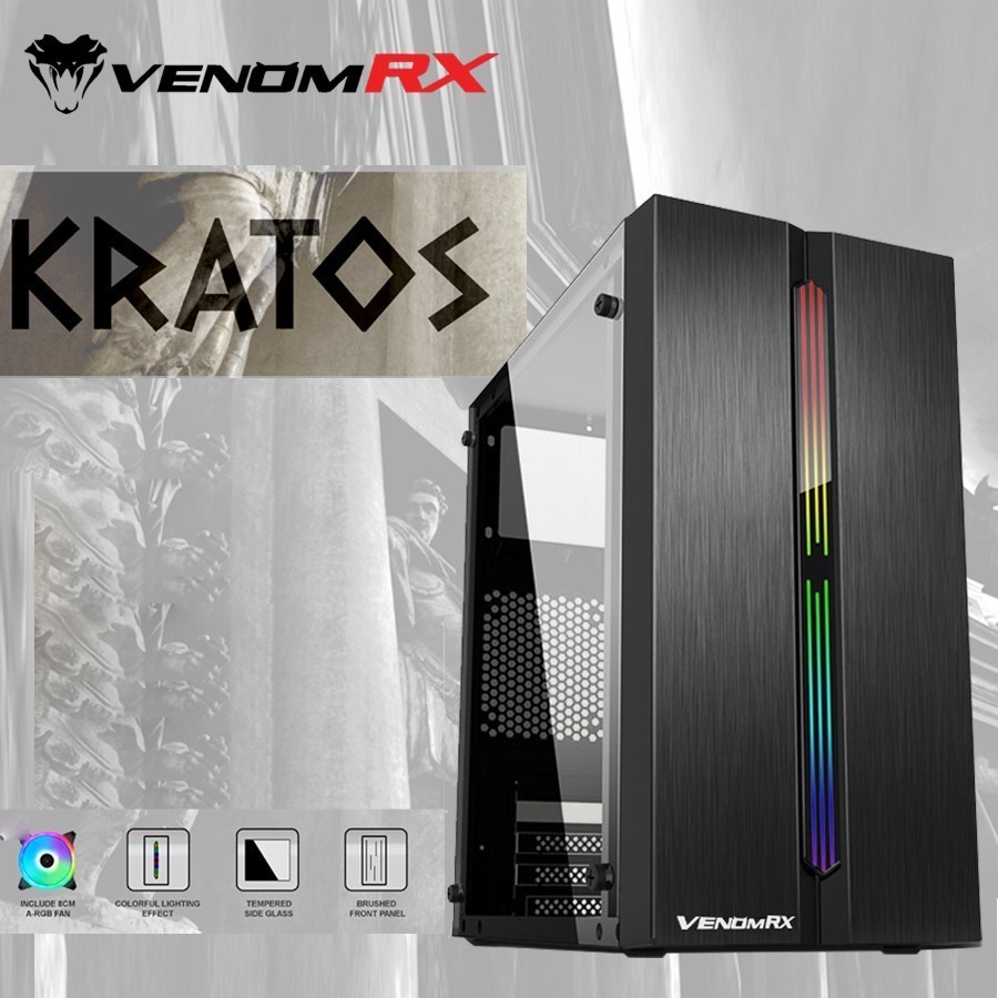 Jual CASING PC Venom RX Case Kratos (include 1 Fan RGB + RGB Strip ...