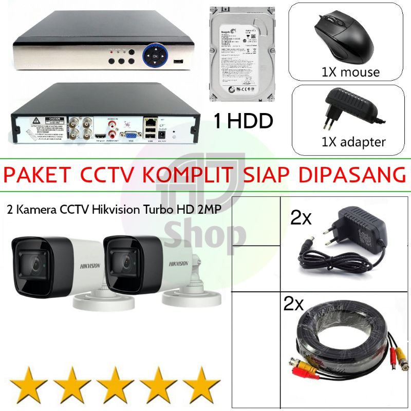 Jual PAKET CCTV 2 KAMERA HIKVISION OUTDOOR FULL HD 1TB LENGKAP SIAP ...