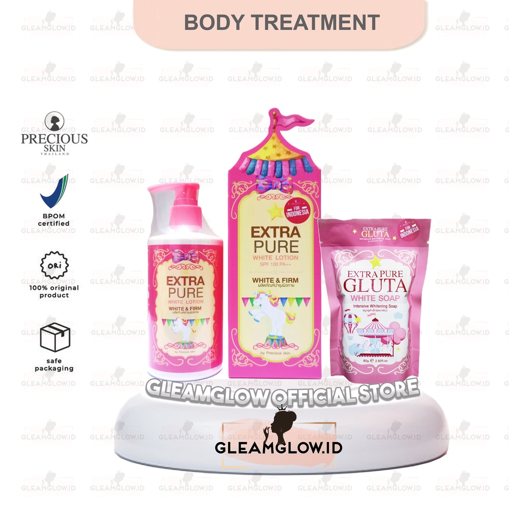 Jual Extra Pure Gluta White Soap & Whitening Body Lotion SPF 100 PA++ ...
