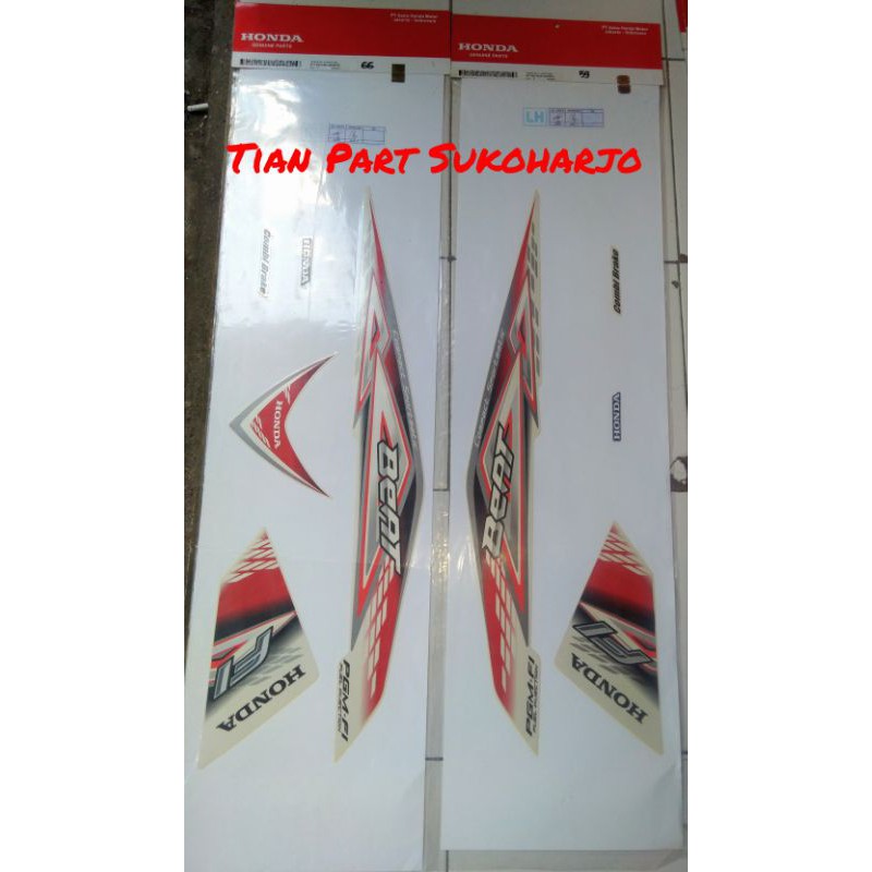 Jual Striping Beat F1 2014 2015 warna merah putih Honda genuine part ...