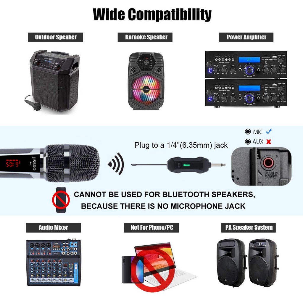 Jual Wireless Microphone Rechargeable UHF Dual Karaoke Mic with ...