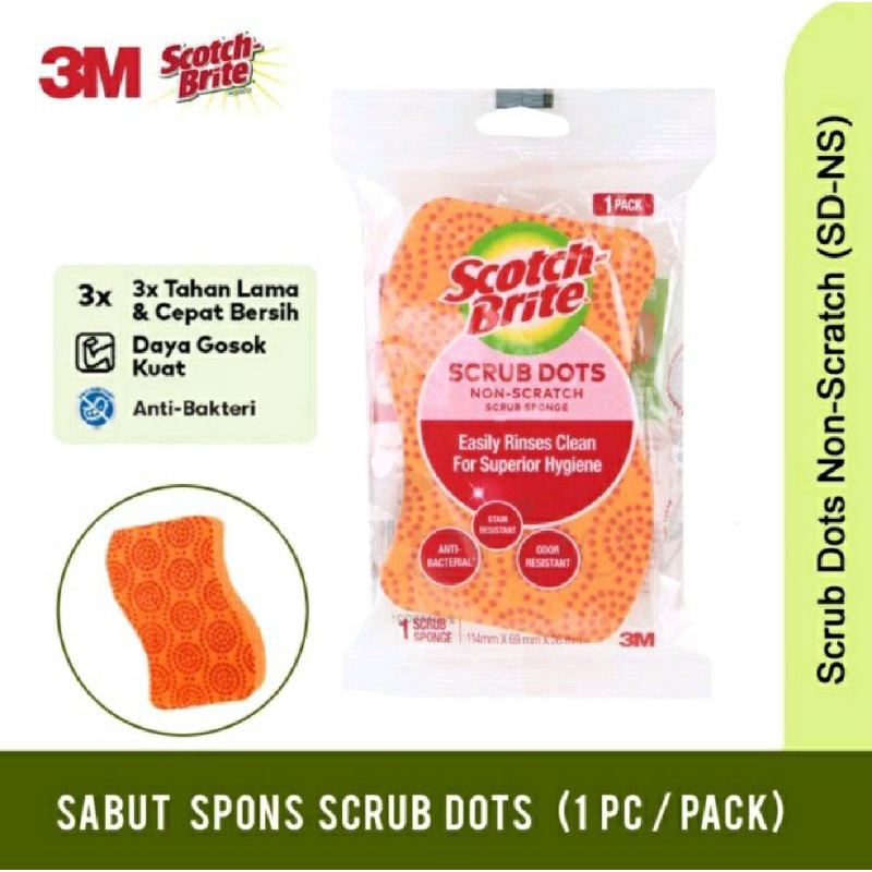 Jual scotch-brite 3m sabut spons scrub dots NS 1 PACK | Shopee Indonesia